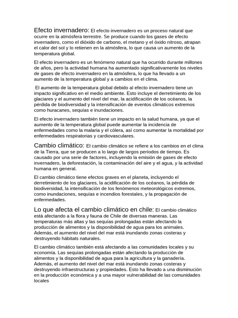 Efecto Invernadero y Cambio Climatico | PDF | Cambio climático | Gases ...