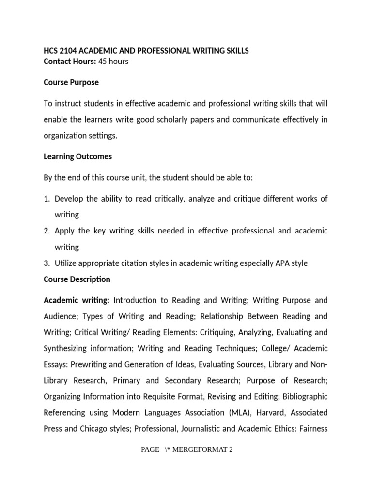 HCS 2104 Academic and Professional Writing Skills | PDF | Jargon | Essays