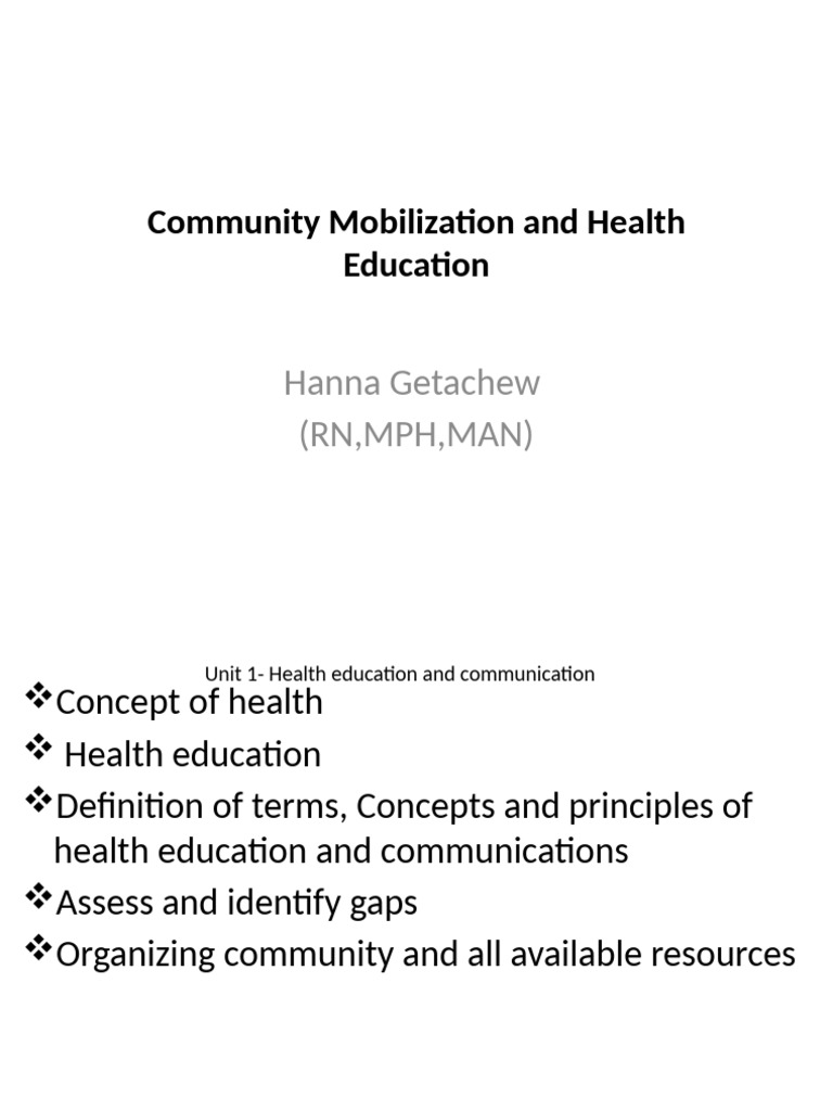 Community Mobilization and Health Education | PDF | Mental Health ...