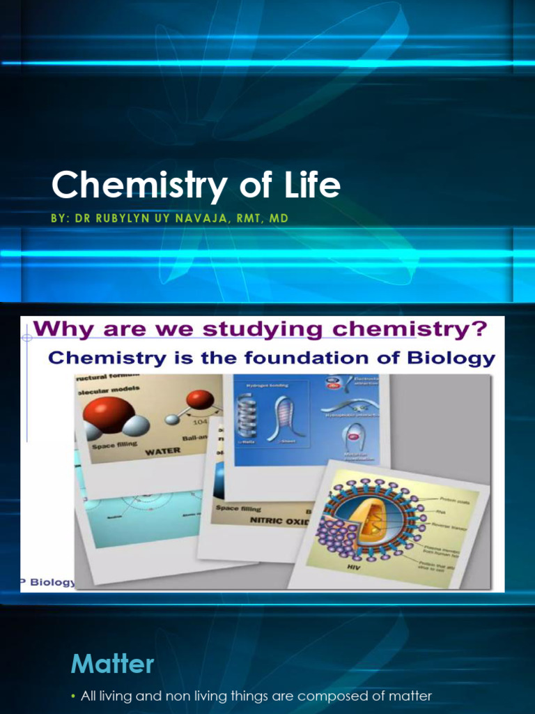 MT 100 LEC - Chemistry of Life | PDF | Atoms | Proton