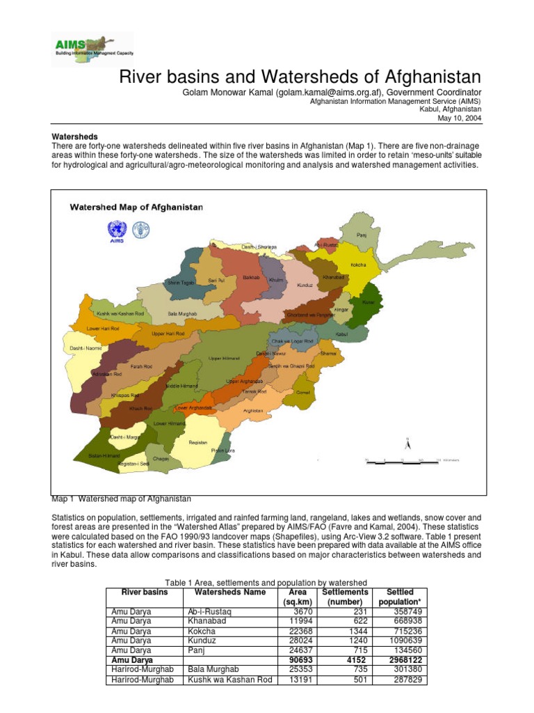 Watersheds and River Basins of Afghanistan | PDF | Natural Resource ...