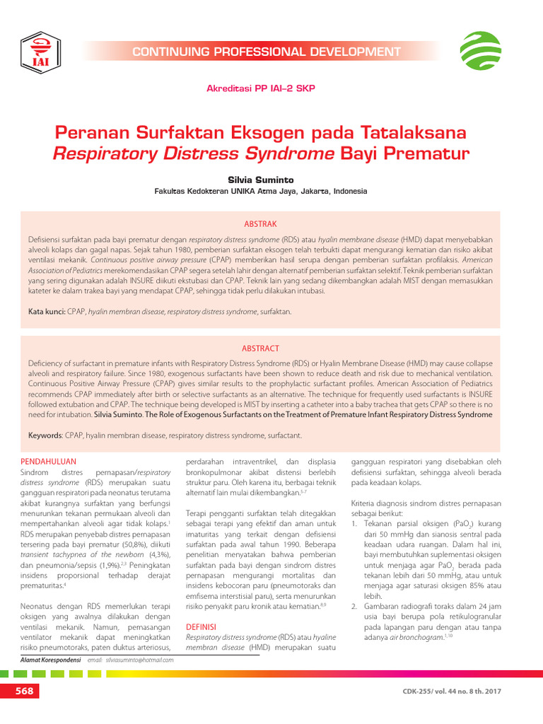 Peranan Surfaktan Eksogen Pada Tatalaksa 6e1ad80c 2 | PDF
