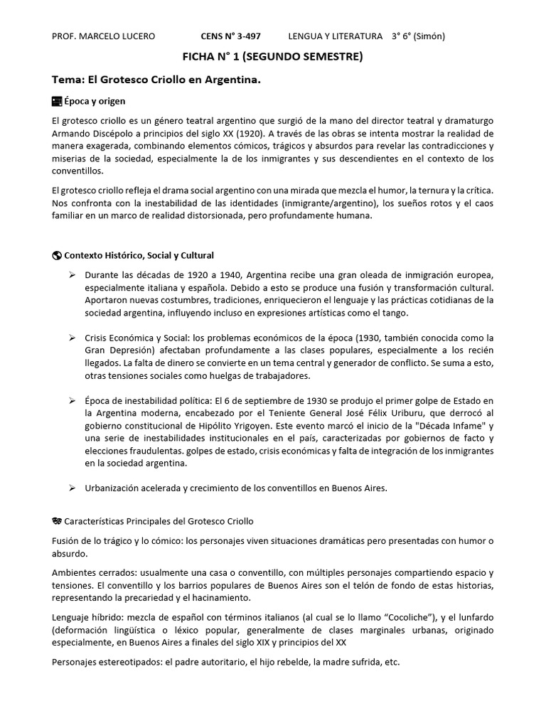 El Grotesco Criollo en Argentina | PDF | Grotesco | Argentina