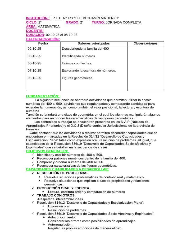 Matemática Octubre-1 | PDF | Cognición | Aprendizaje