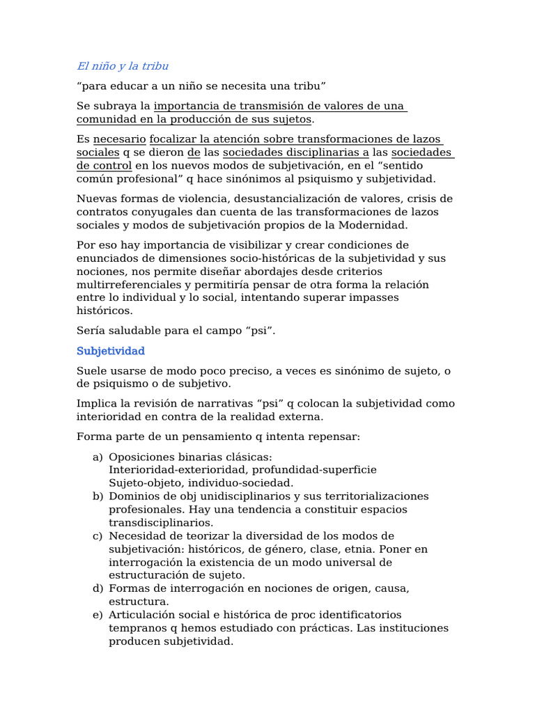 El Niño y La Tribu - Resumen | PDF | Consumo (economía) | Educación en ...