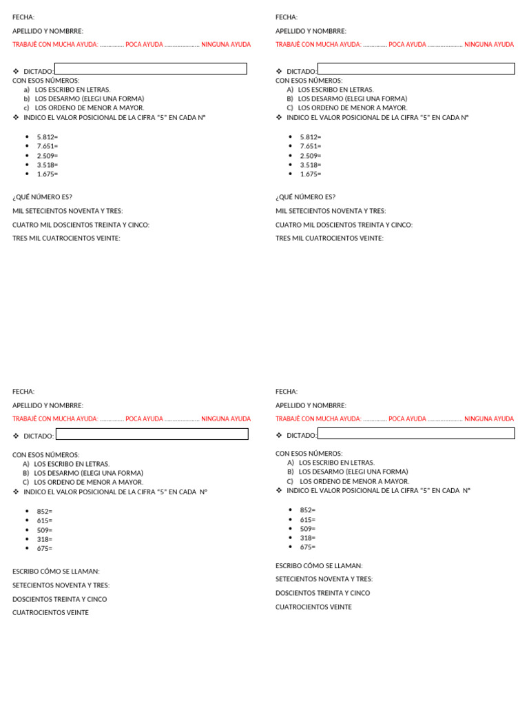 Eval Mat Numeracion | PDF