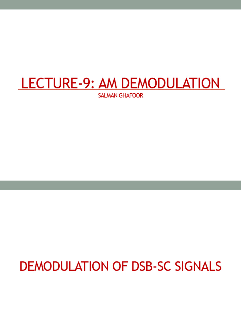 Lecture-9 AM Demodulation | PDF | Electronic Circuits | Sound ...