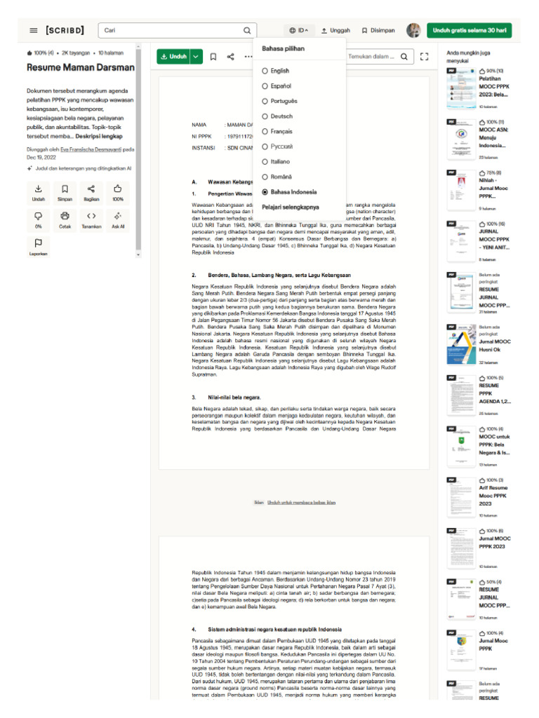 Screencapture Id Scribd Document 615195003 Resume Maman Darsman 2025 10-28-14!16!18 | PDF