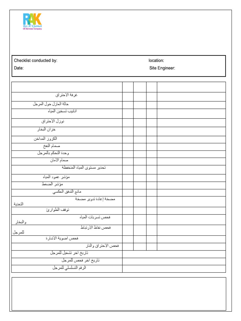 Boiler Pre Use Inspection Checklist | PDF