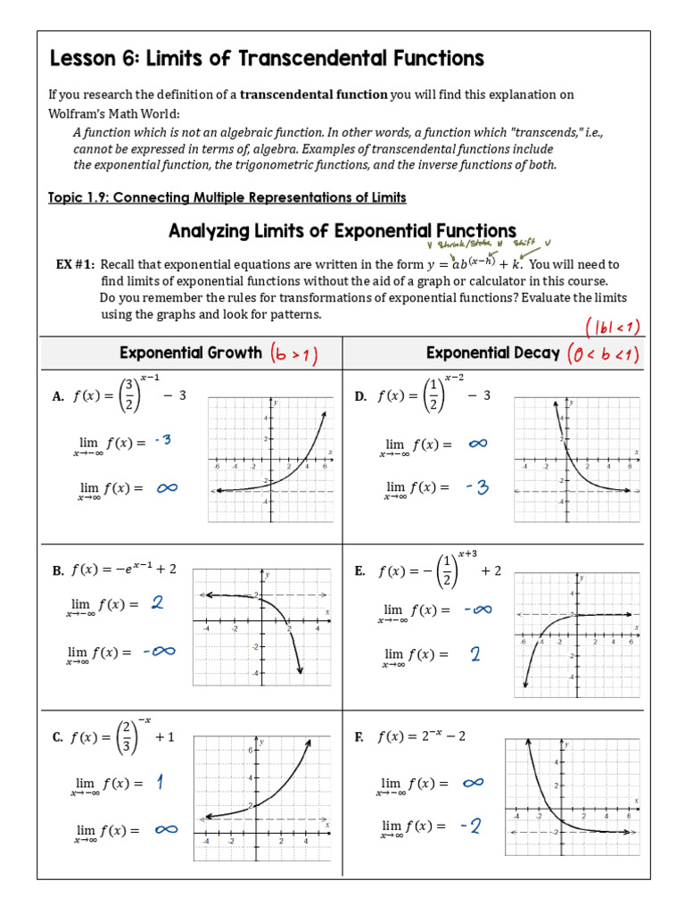 1.6 Limits of Transcendental Functions | PDF | Function (Mathematics ...