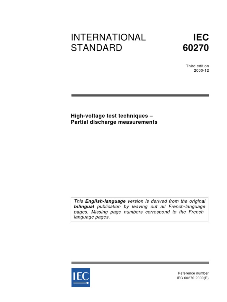 Partial Discharge Iec 60270 International Electrotechnical Commission