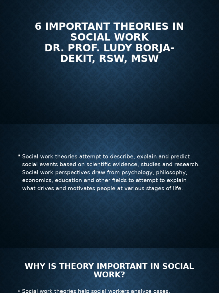 6 Important Theories in Social Work | PDF | Learning Theory (Education ...