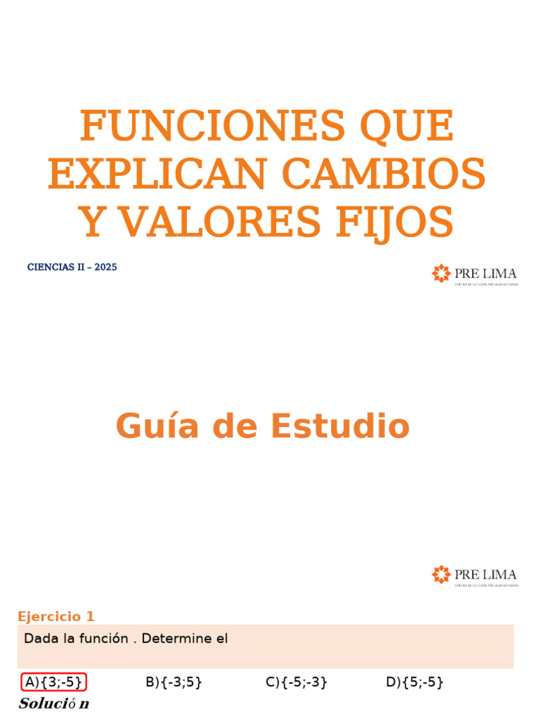 Guía Estudio Solucionario - s6 - t2 - Funciones Que Explican Cambios y Valores Fijos | PDF