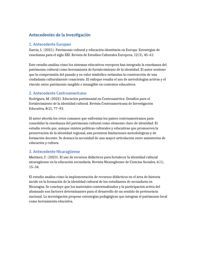 Antecedentes Investigacion Cultural Actualizados | PDF