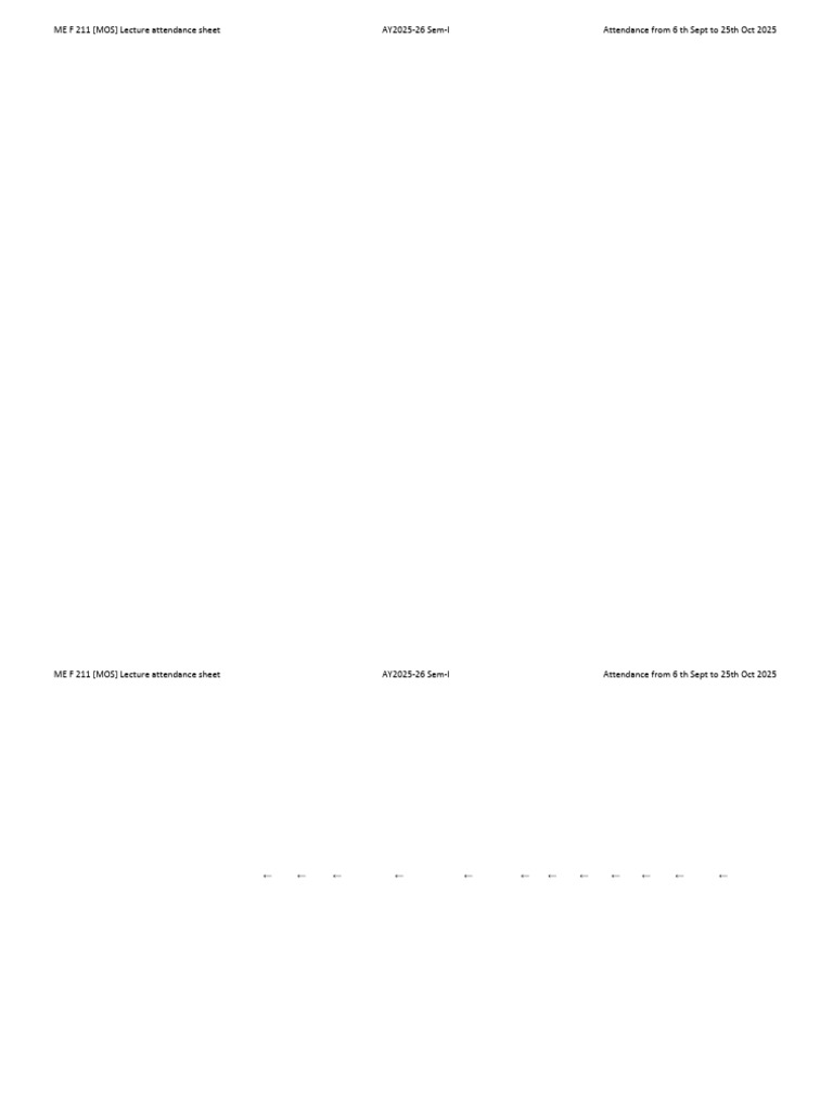 1163 ME F211 Attendances 6Sept-25Oct 2025 Lecture | PDF