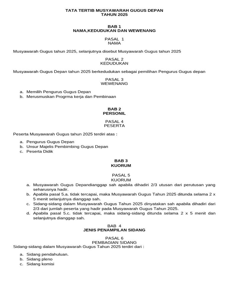 Tata Tertib Musyawarah Gugus 2025 | PDF