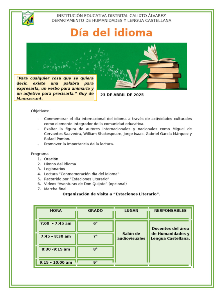 Celebración del Día del Idioma 2025 | PDF