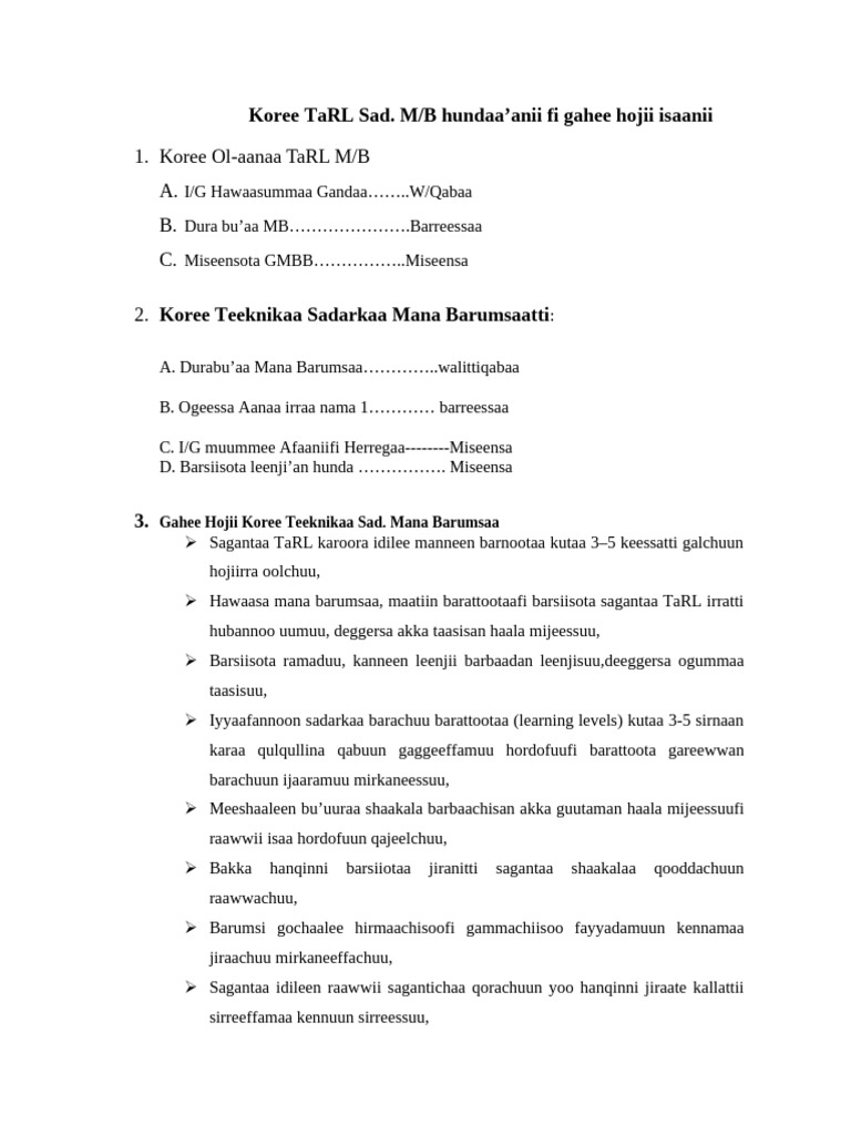 Koree TaRL | PDF