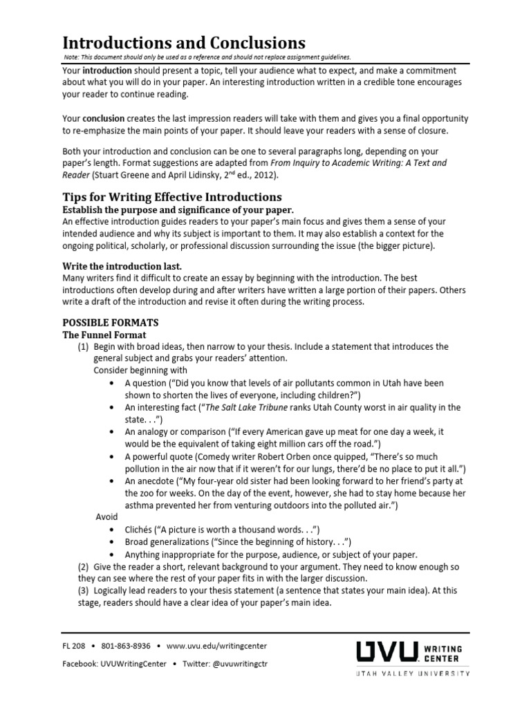 Crafting Effective Introductions & Conclusions | PDF | Essays | Argument