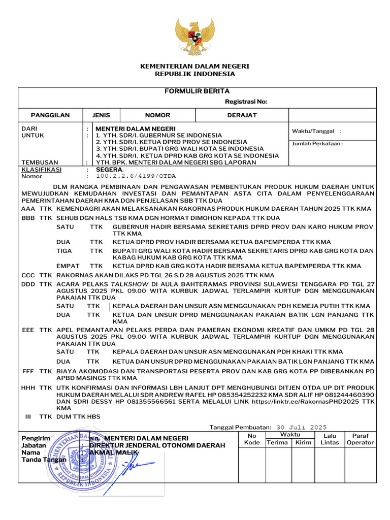 Radiogram Rakornas PHD 2025 | PDF