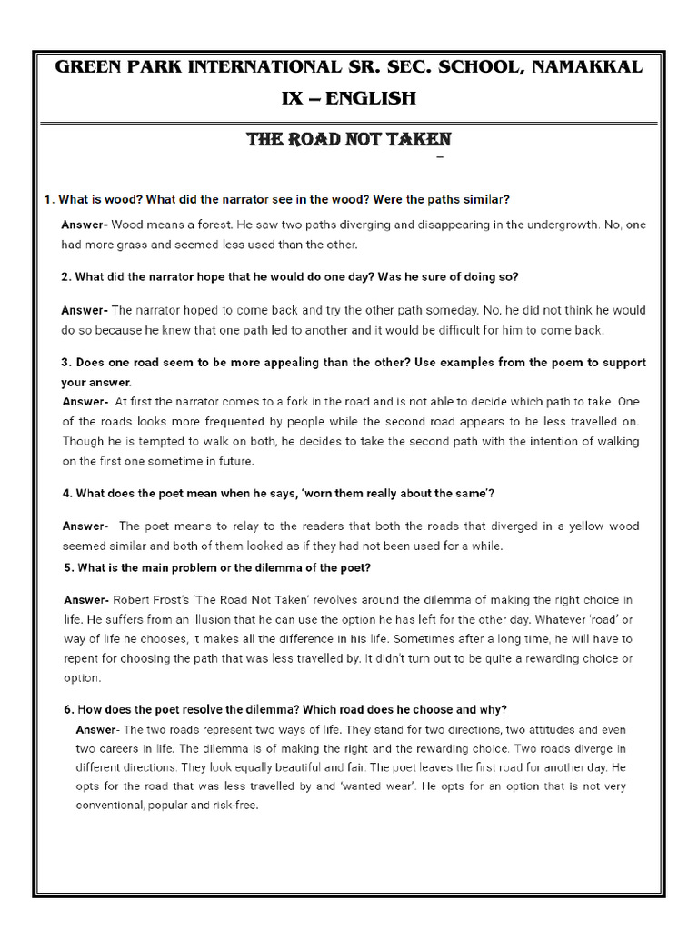 The Road Not Taken | PDF