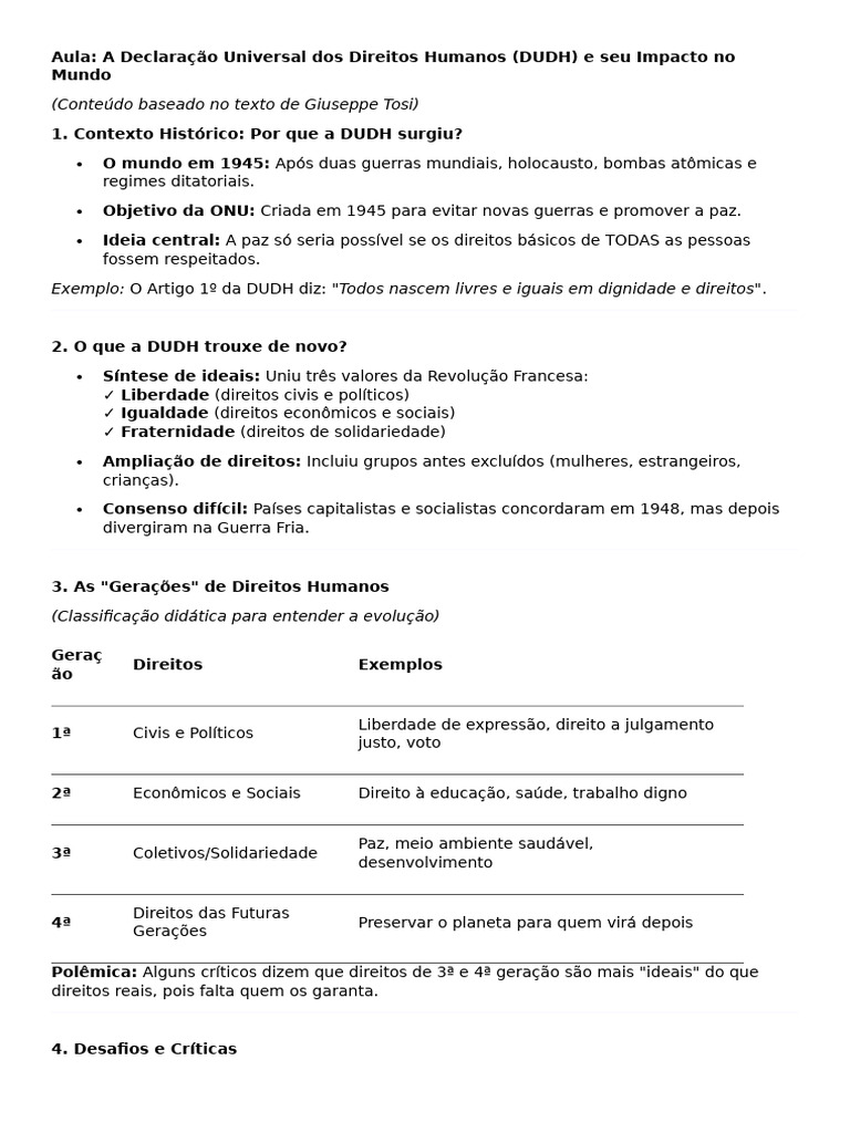 Aula 1 - DUDH 3 seirie | PDF | Direitos Humanos | Ciência Política