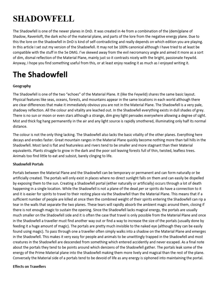 Shadowfell: A Dim Reflection of Reality | PDF | Elf (Dungeons & Dragons ...