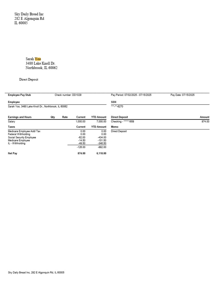 0715 FY25 Paystub Kross Corp SY Paystub | PDF | Paycheck | United ...