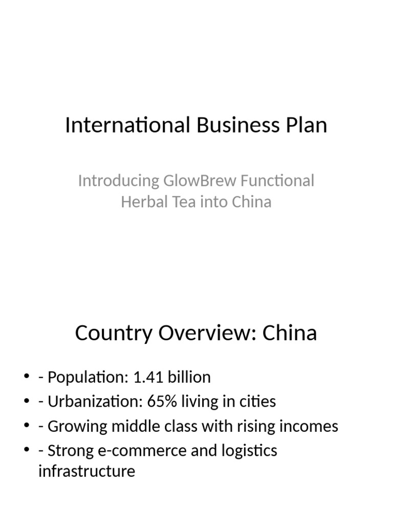 International Business Plan China Presentation | PDF