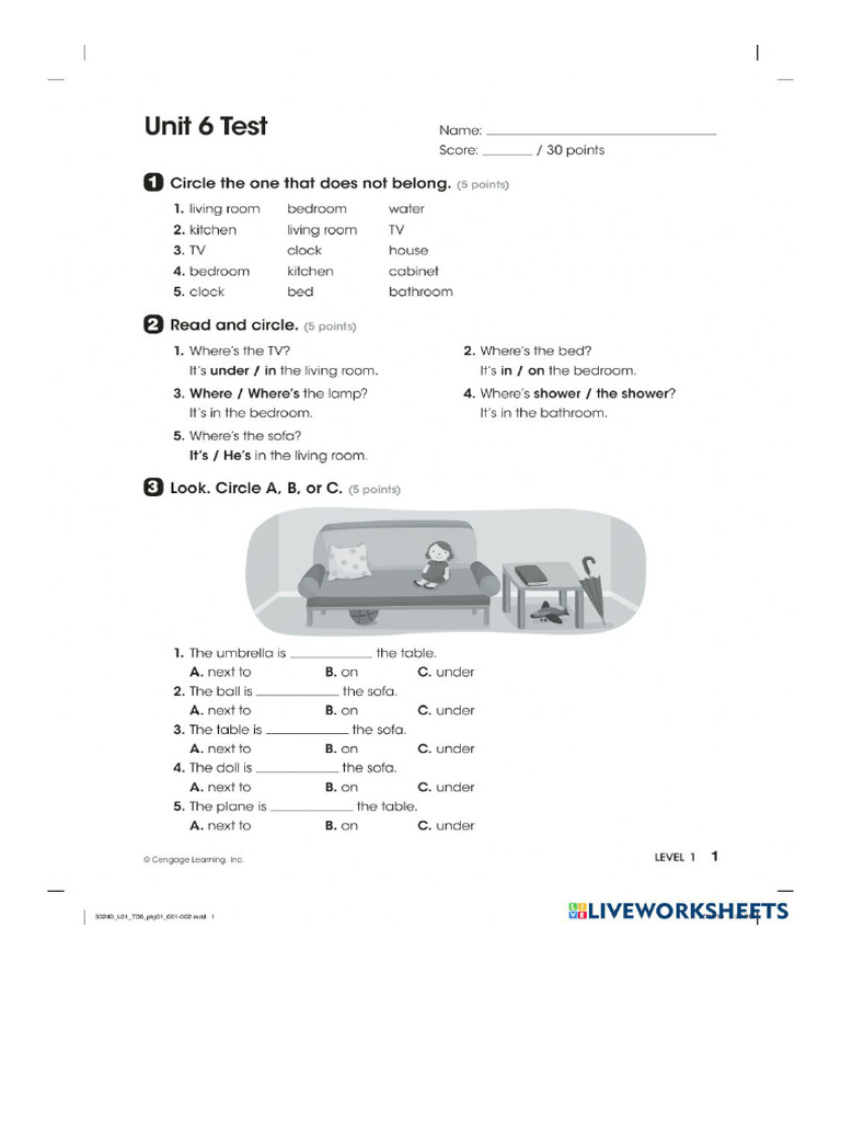 Look 1 Unit 6 Unit Test | PDF
