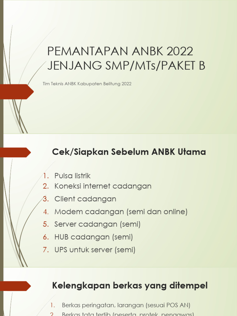 Materi Meeting Pemantapan Anbk 2022 | PDF