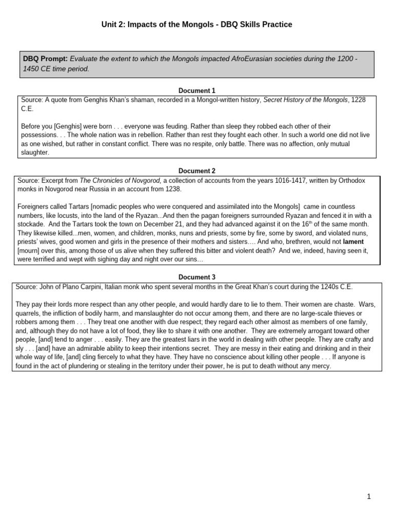 Mongol Impacts on AfroEurasian Societies | PDF | Mongol Empire ...