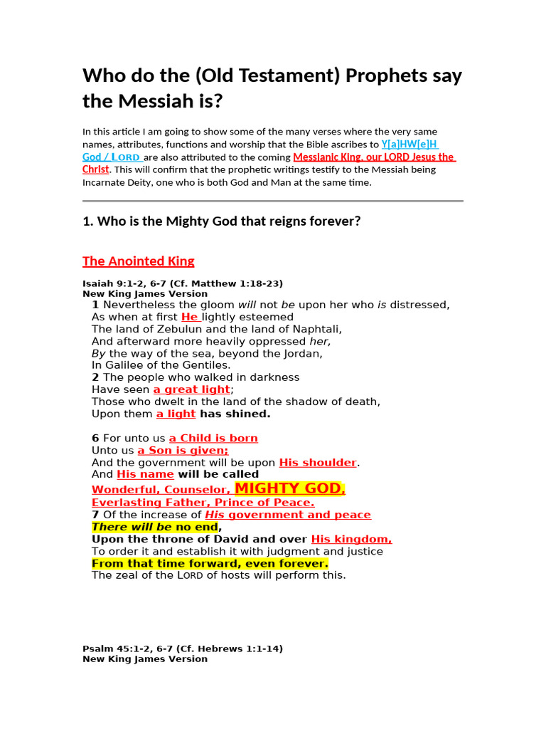 Old Testament Prophets on the Messiah | PDF | Religious Belief And ...