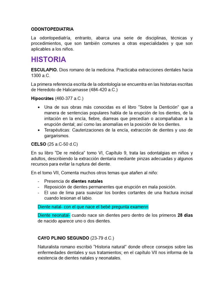 Historia y Responsabilidades en Odontopediatría | PDF | Odontología ...