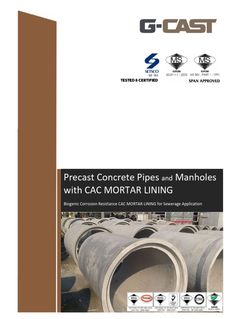 02 G-Cast CAC MORTAR LINED Pipes & Manhole Catalog | PDF | Cement ...