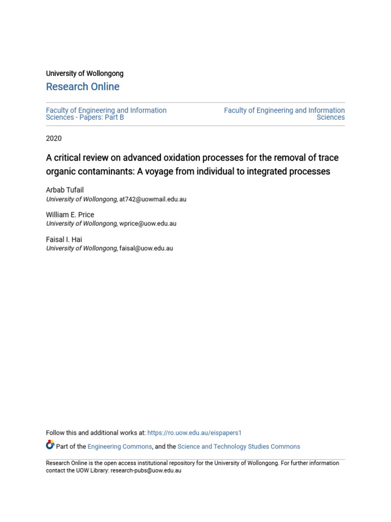 Advanced Oxidation Processes for TrOC Removal | PDF | Hydrogen Peroxide ...