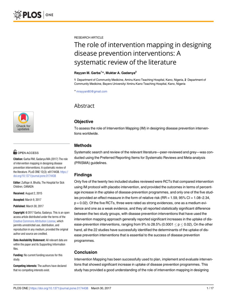 2017 Garba SR The Role of Intervention in Mapping in Designing Disease ...