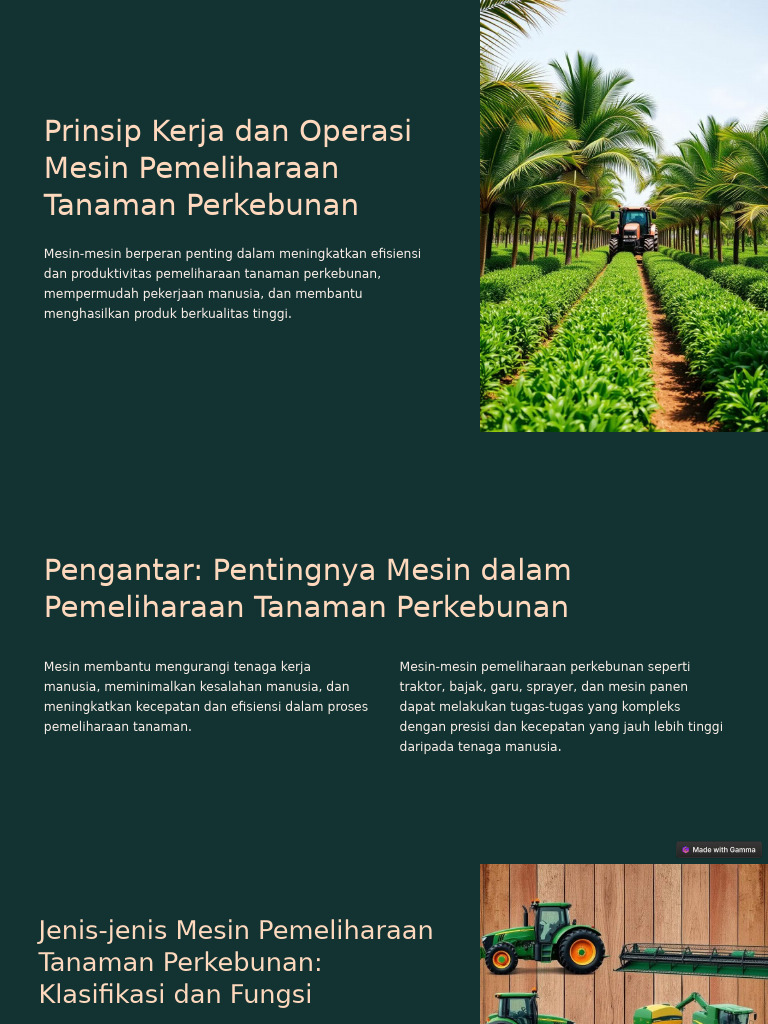 Prinsip Kerja Dan Operasi Mesin Pemeliharaan Tanaman Perkebunan | PDF