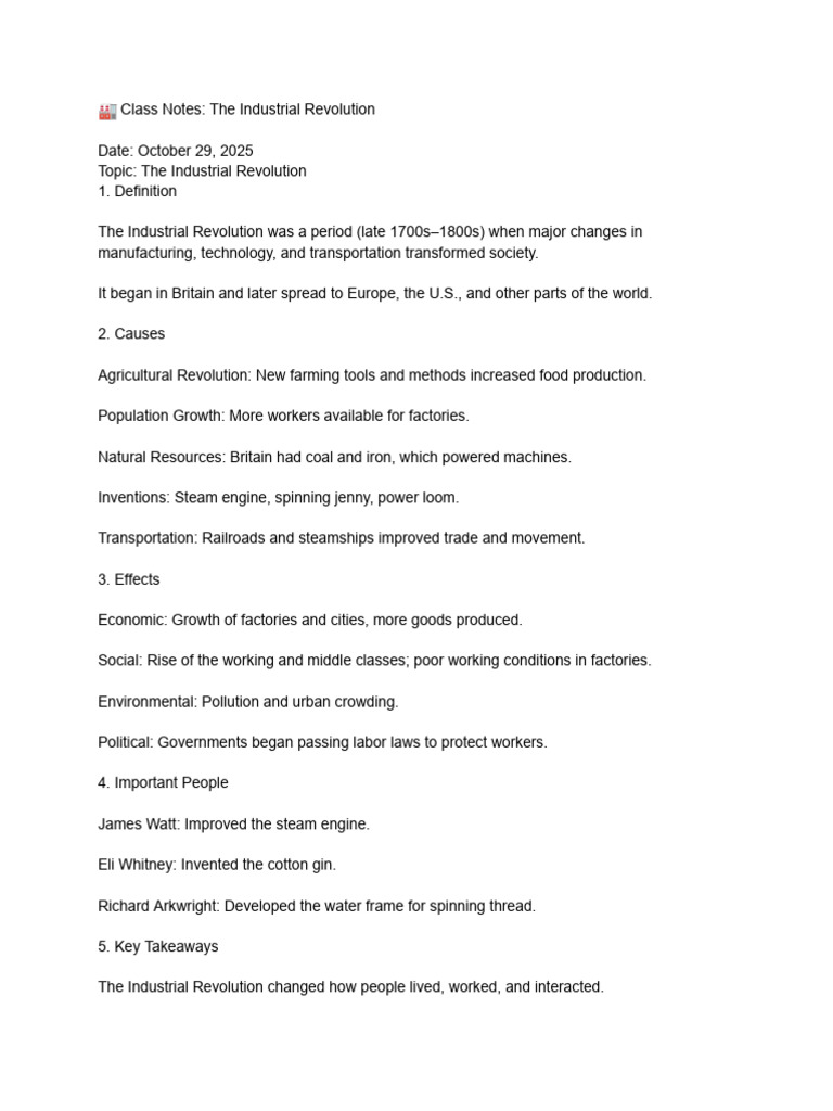 Industrial Revolution Overview and Impact | PDF