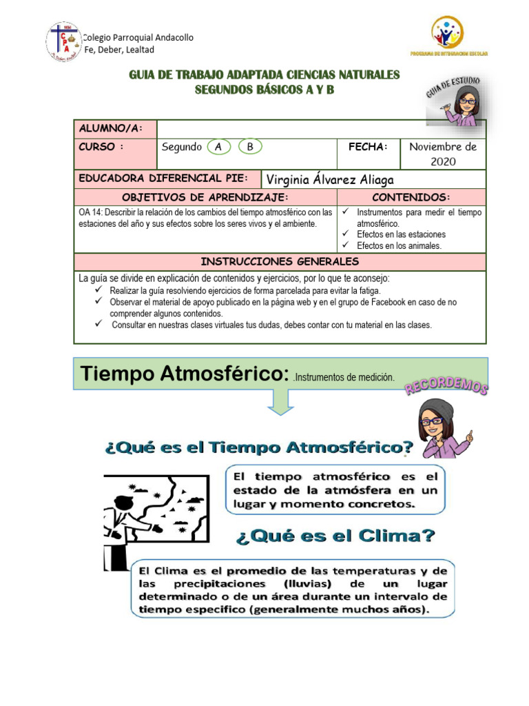 Guía de Ciencias Naturales: Tiempo y Estaciones | PDF | Herida | Atmósfera