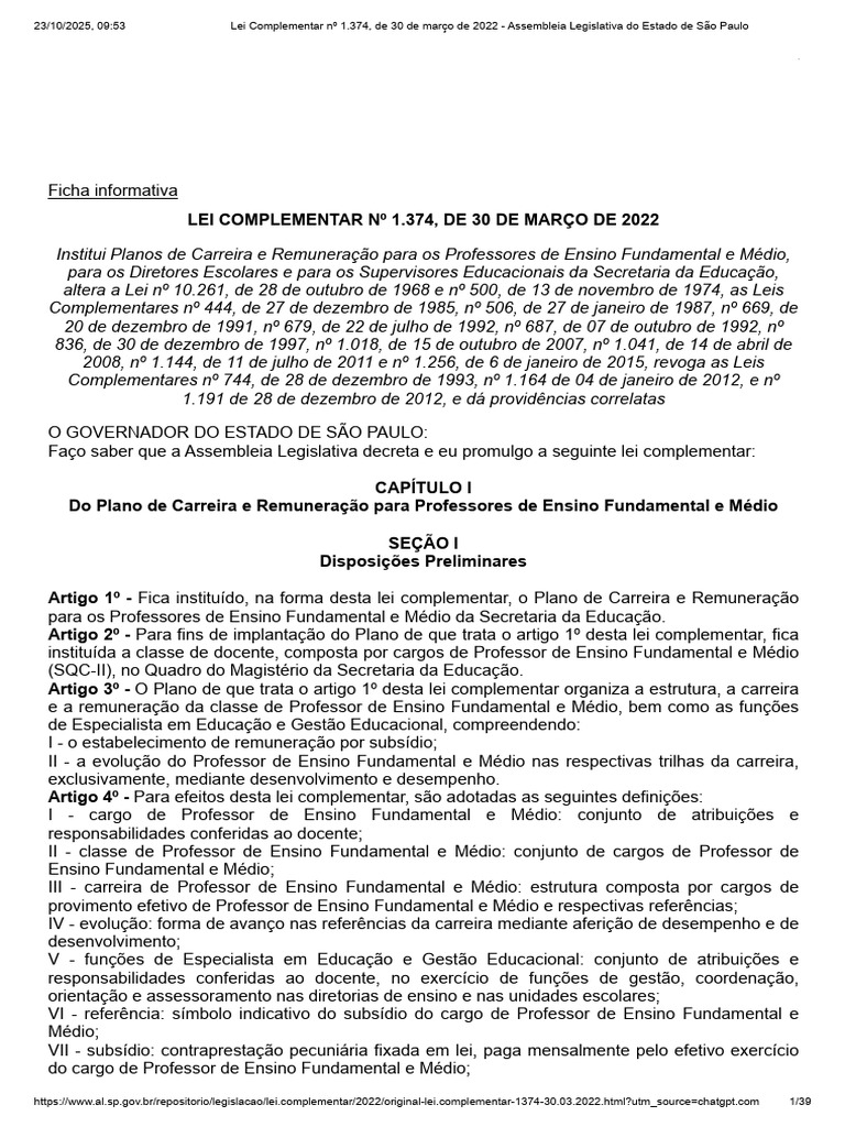 Lei Complementar Nº 1.374, de 30 de Março de 2022 - Assembleia ...