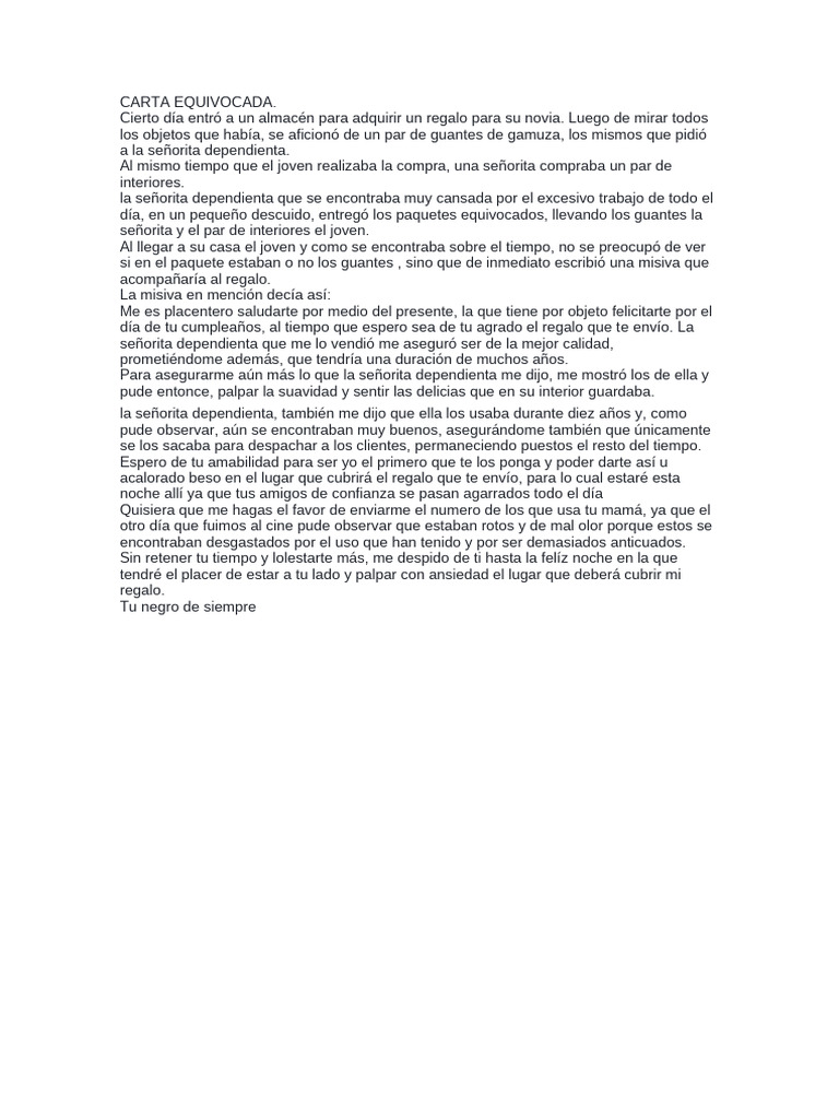 Carta de regalo equivocada | PDF