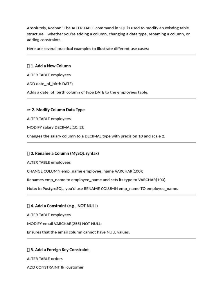 Alter Table and Foreign Keys | PDF | Sql | Databases