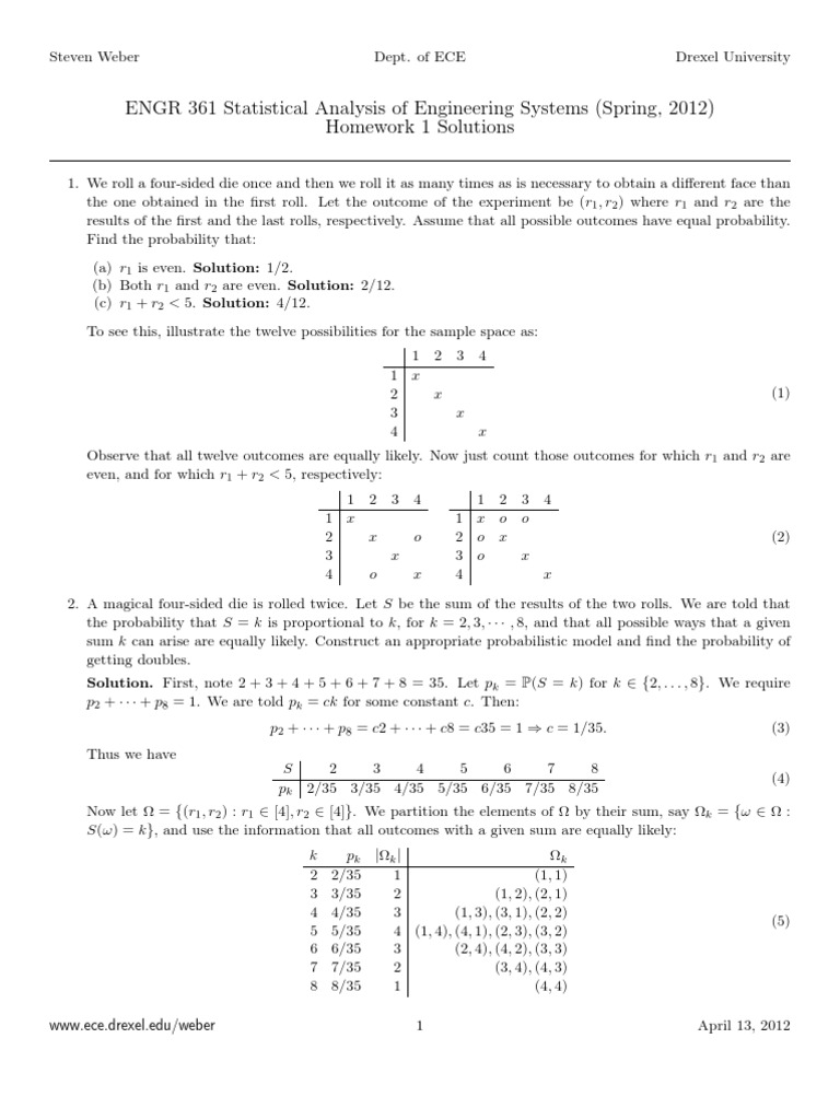 Homework 1 Solutions | PDF | Odds | Probability