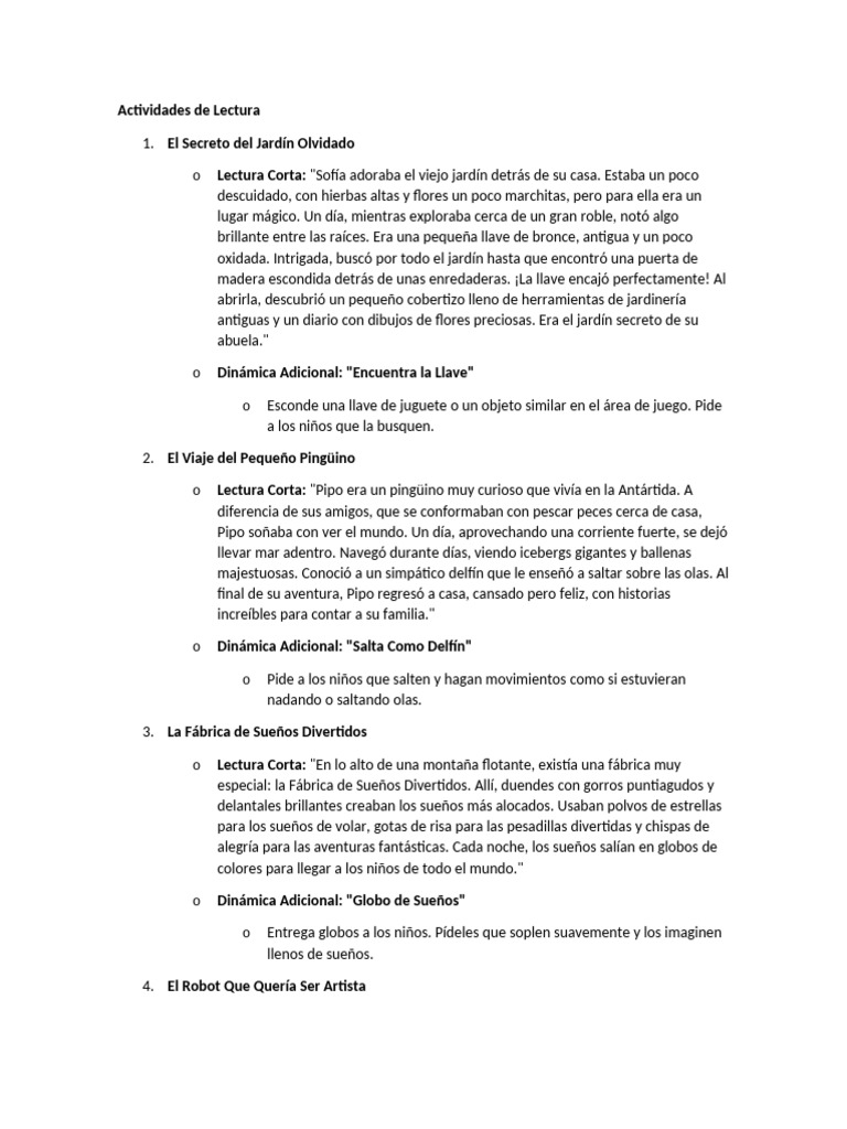 Actividades de Lectura | PDF