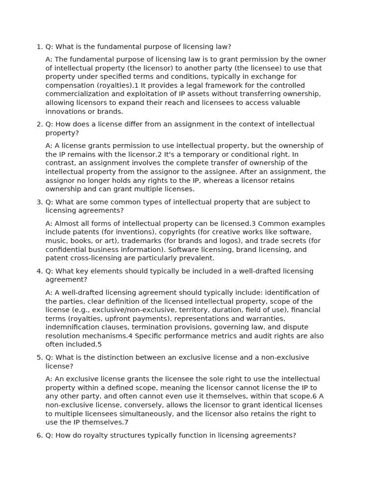 Understanding Licensing Law Basics | PDF | License | Royalty Payment