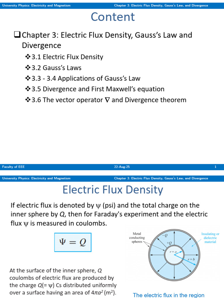 Electric Flux Density and Gauss's Law | PDF | Flux | Divergence