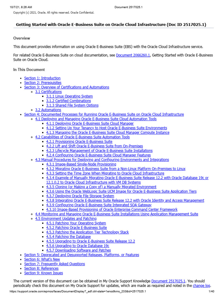Getting Started With Oracle E-Business Suite On Oracle Cloud Infrastructure (Doc ID 2517025.1 ...