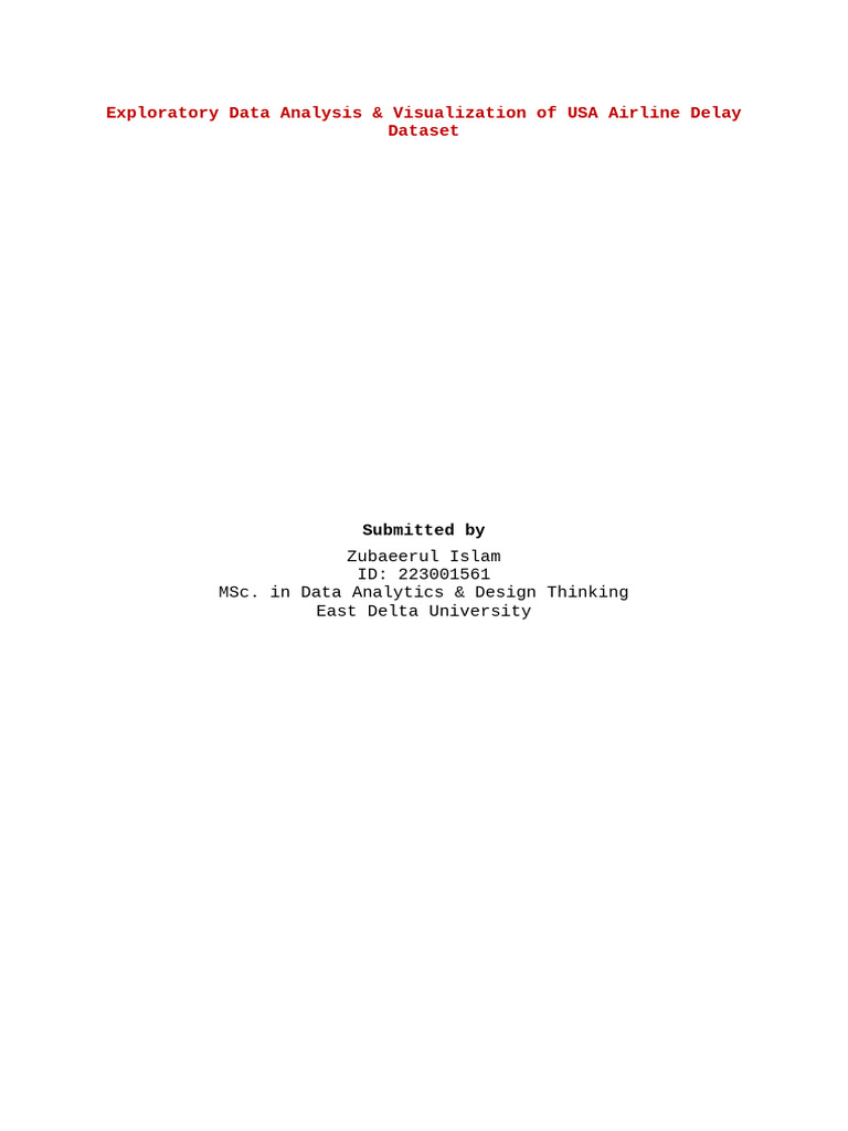 Exploratory Data Analysis | PDF | Data Analysis | Airlines