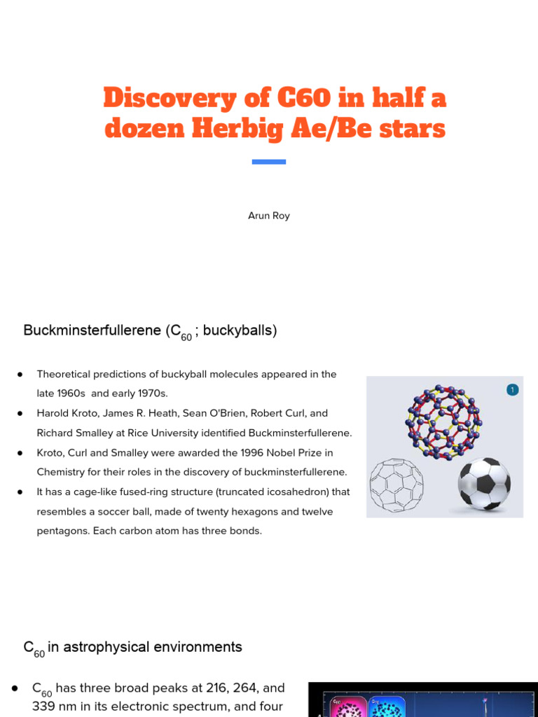Discovery of C60 in Half A Dozen Herbig Ae - Be Stars | PDF | Physical ...